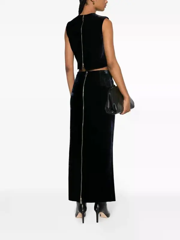 Fendi Zip-embellished Velvet Maxi Skirt