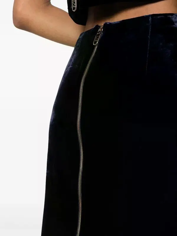 Fendi Zip-embellished Velvet Maxi Skirt