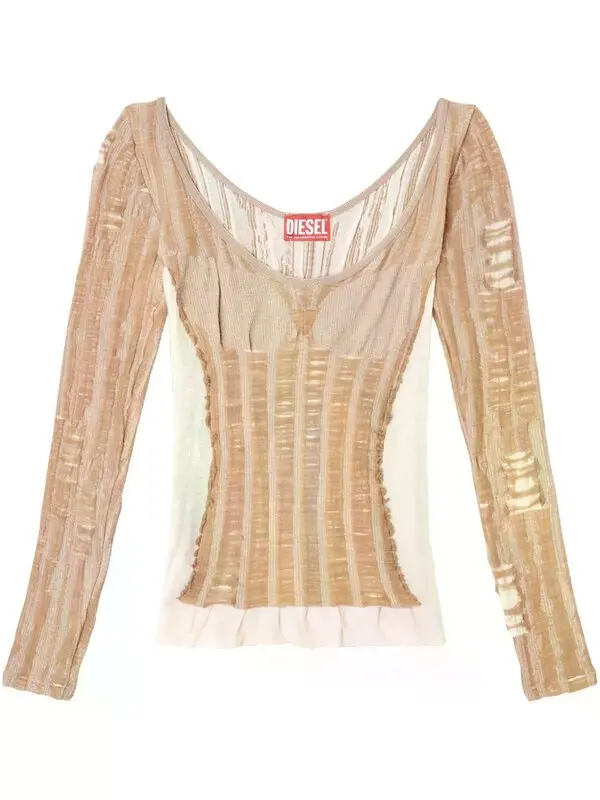 DIESEL® M-calai Top Long Sleeve Scoop Neck
