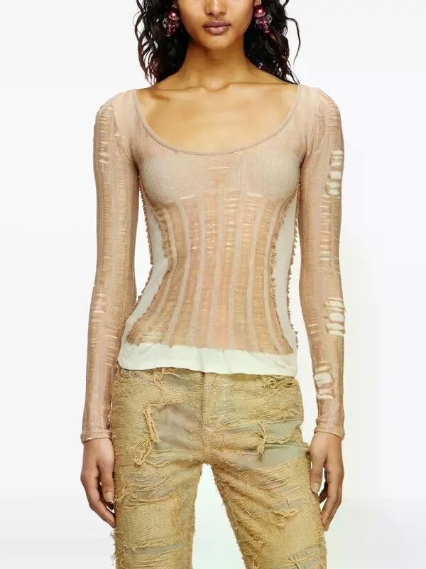 DIESEL® M-calai Top Long Sleeve Scoop Neck