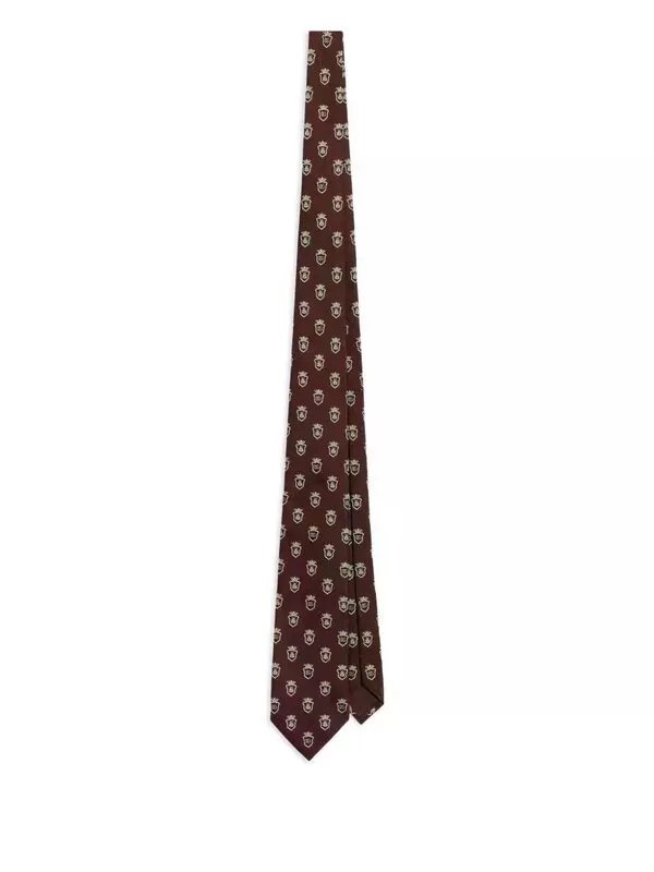Dolce & Gabbana Jacquard Neck Tie With Heraldic Shields - Red