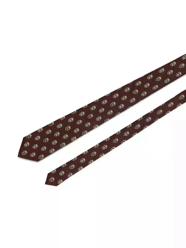 Dolce & Gabbana Jacquard Neck Tie With Heraldic Shields - Red