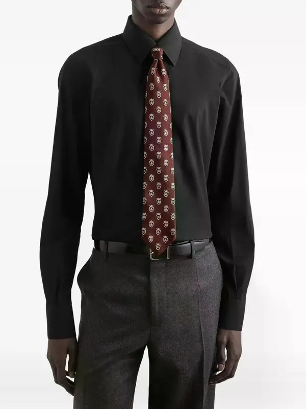 Dolce & Gabbana Jacquard Neck Tie With Heraldic Shields - Red