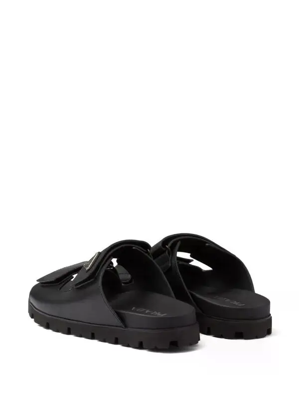 Prada Leather Strap Sandals With Lug Sole