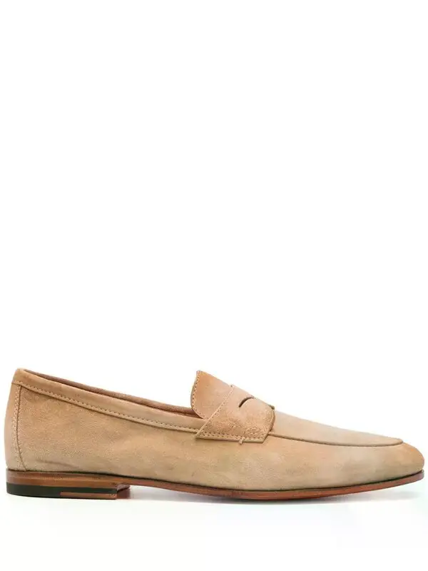 Santoni Suede Penny Loafers