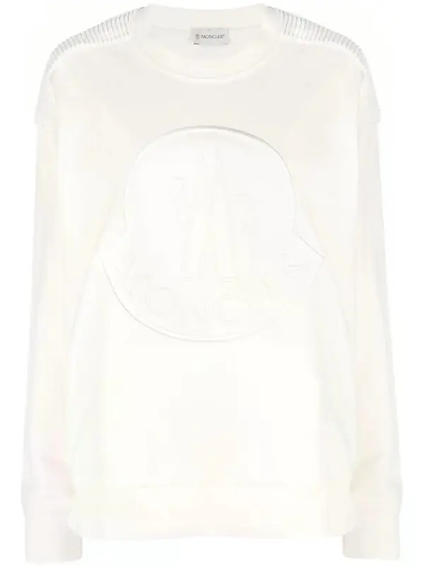 Moncler Logo-patch Cotton Sweatshirt - Neutrals