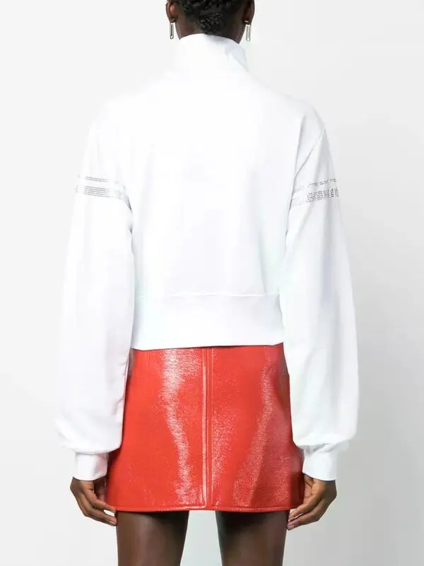 Gcds Logo-print Crystal-embellished Sweatshirt - White