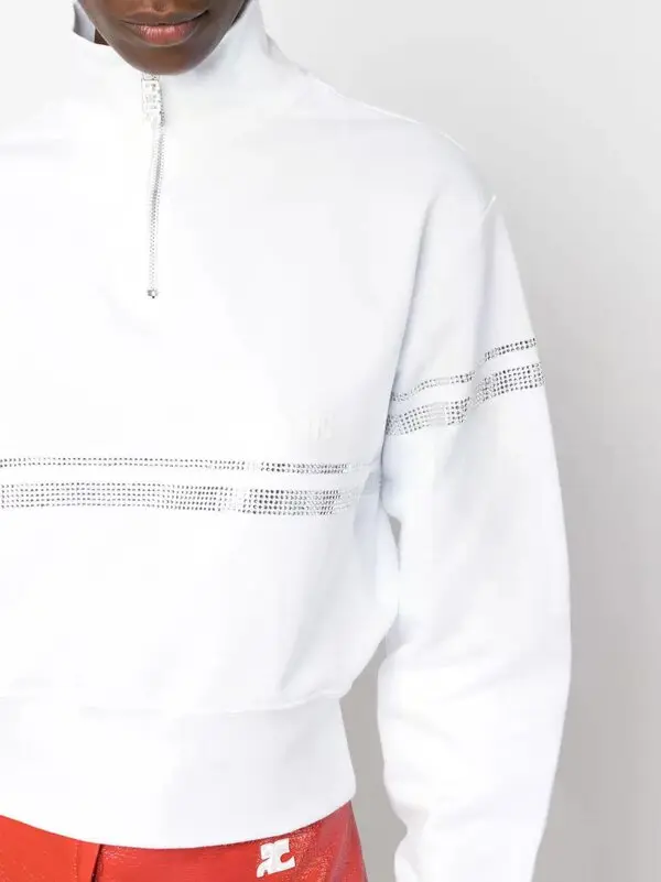 Gcds Logo-print Crystal-embellished Sweatshirt - White