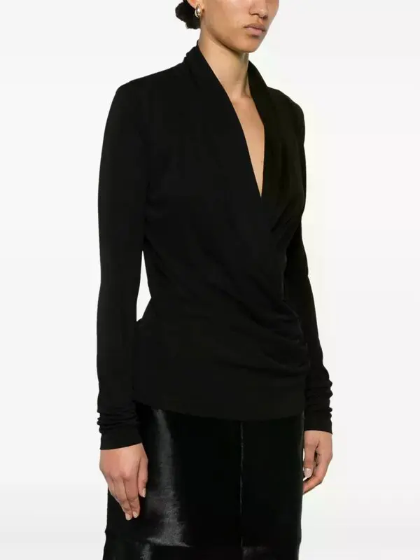 TOTEME Overlapped Jersey Blouse - Black