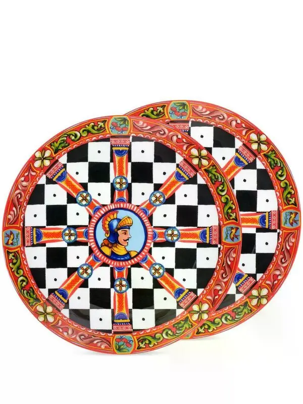 Dolce & Gabbana Set Of Two Dinner Plates - Black
