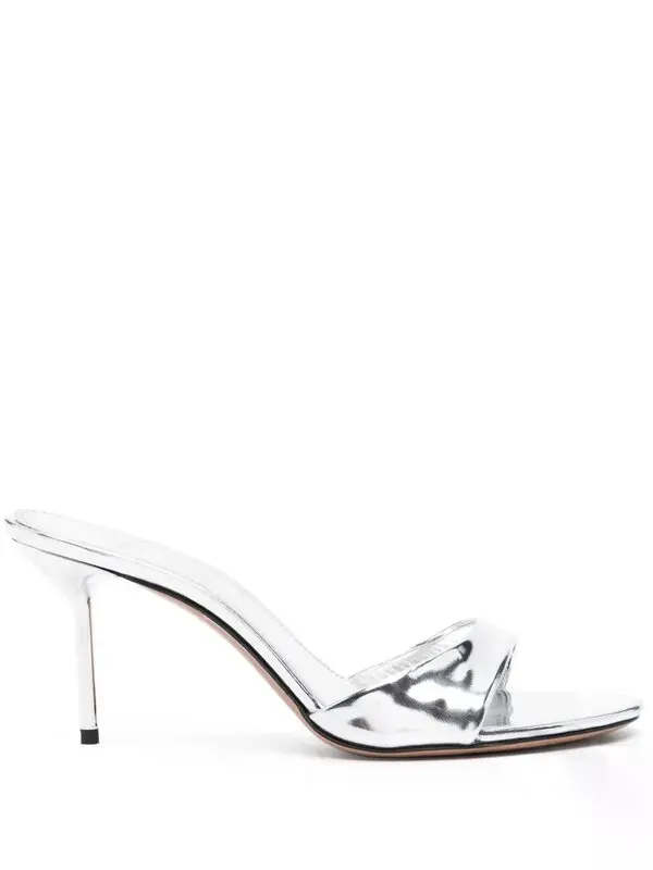 Paris Texas Lidia 70mm Leather Mules - Silver
