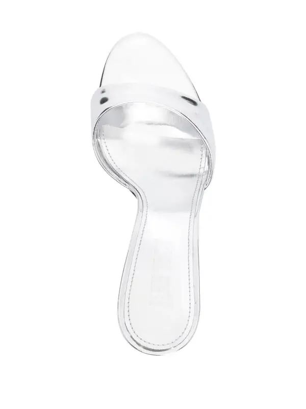Paris Texas Lidia 70mm Leather Mules - Silver