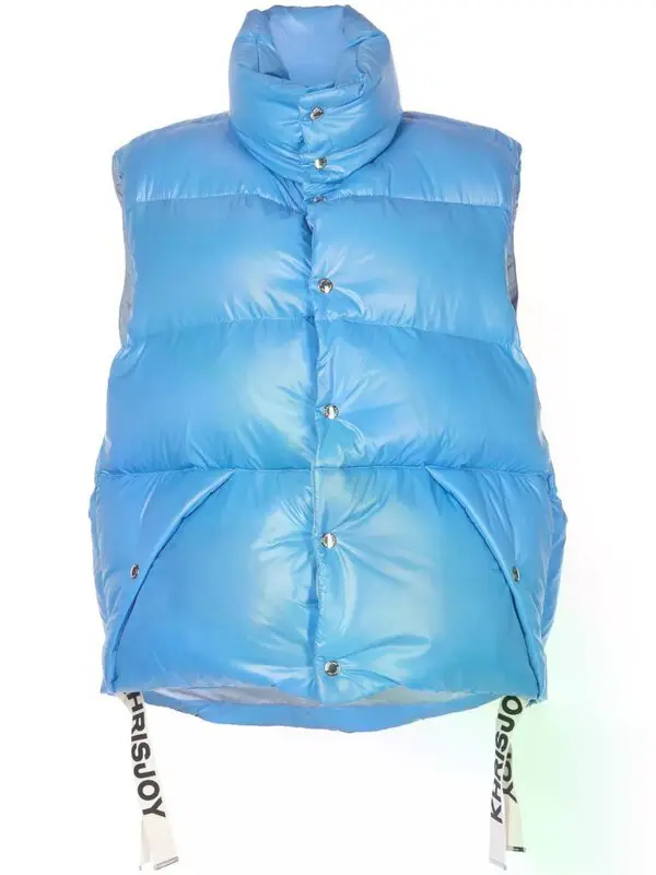 Khrisjoy Logo-tape Shiny Puffer Gilet - Blue