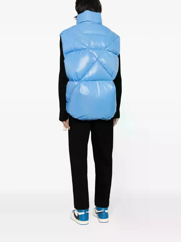 Khrisjoy Logo-tape Shiny Puffer Gilet - Blue
