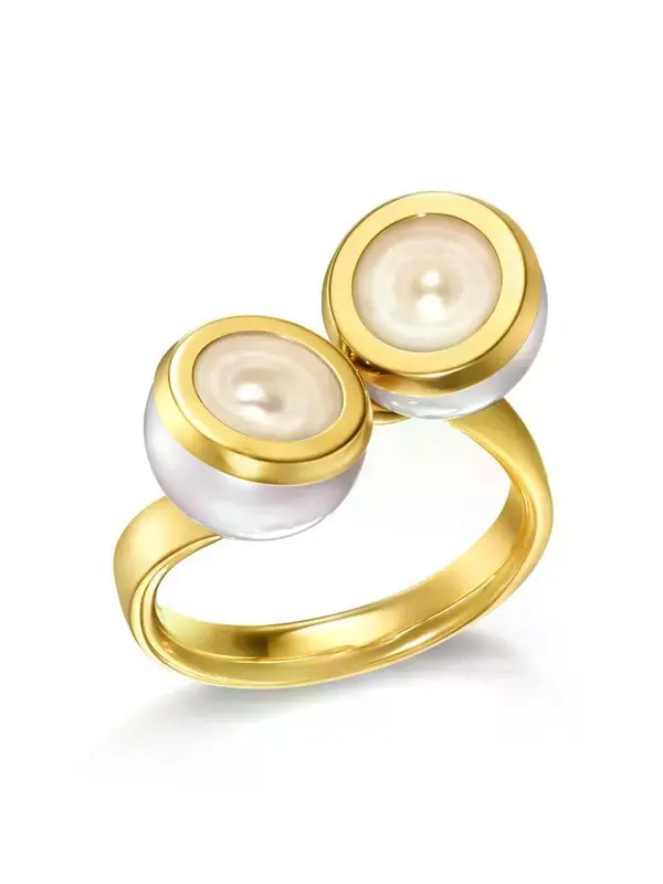 TASAKI 18kt Yellow Sliced Bezel Pearl Ring - Gold