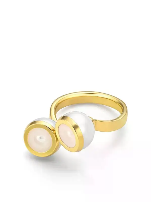 TASAKI 18kt Yellow Sliced Bezel Pearl Ring