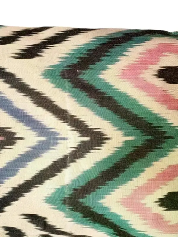 LES-OTTOMANS Ikat Geometric Pattern Decorative Cushion