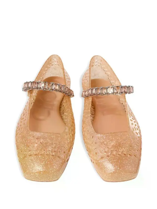 JIMMY CHOO Transparent Jelly Ballet Flats With Crystal Embellished Strap - Neutrals