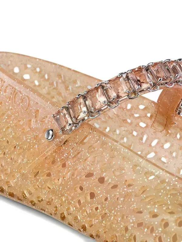 JIMMY CHOO Transparent Jelly Ballet Flats With Crystal Embellished Strap - Neutrals