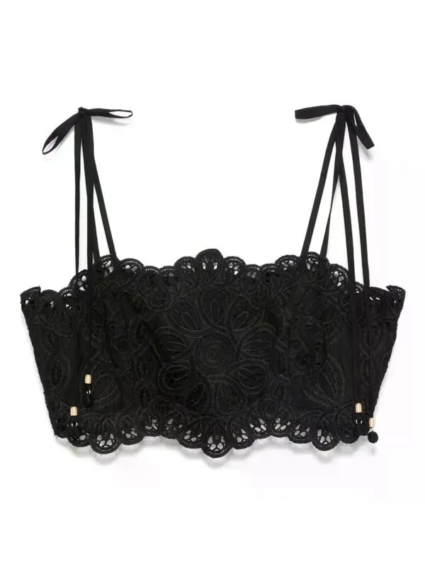 Zimmermann Rhiannon Embroidered Crop Top - Black