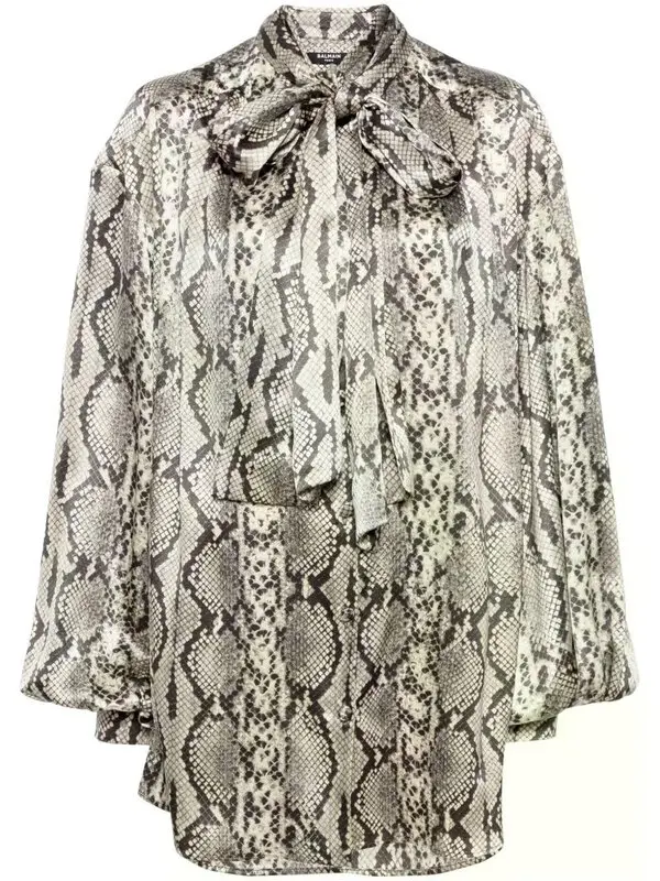Balmain Snakeskin-print Silk Blouse