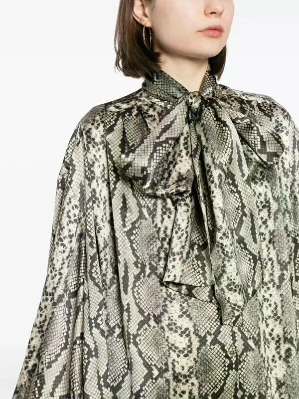 Balmain Snakeskin-print Silk Blouse
