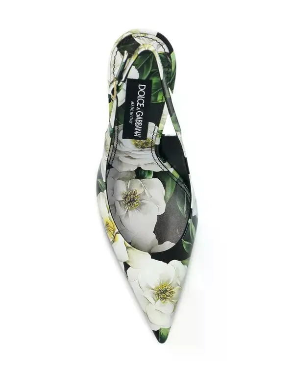 Dolce & Gabbana 120mm Floral-print Slingback Pumps - White