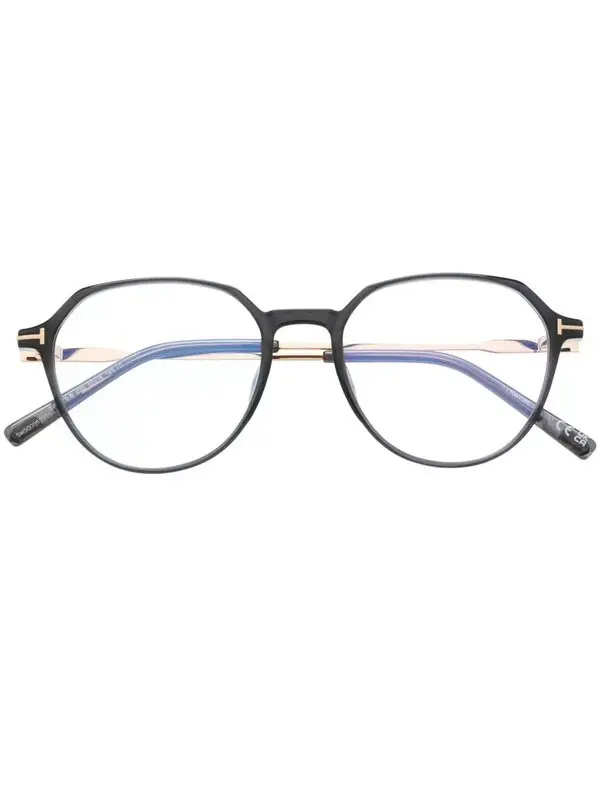 TOM FORD T-logo Round-frame Glasses - Blue