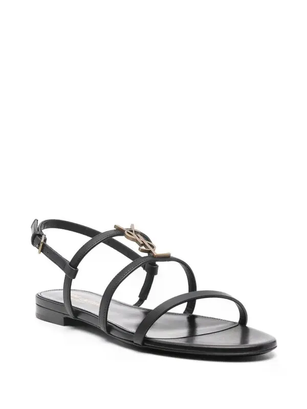 Saint Laurent Cassandra Flat Sandals - Black