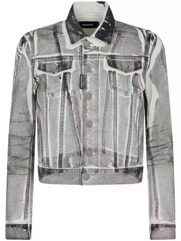 Dsquared2 Distressed Denim Jacket - Grey