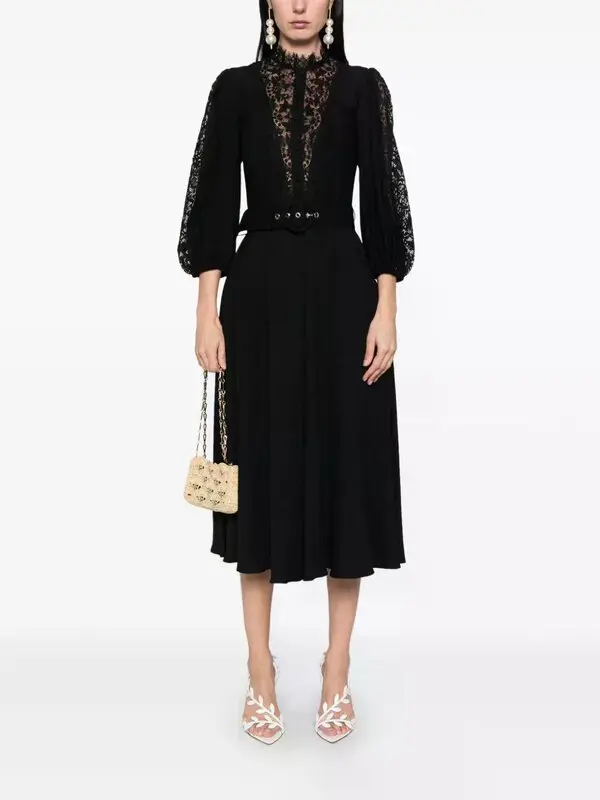 NISSA Lace-detailed Midi Dress