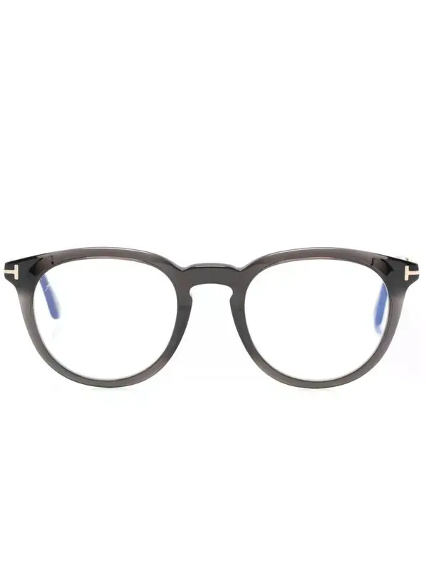 TOM FORD Logo-engraved Round-frame Glasses - Black