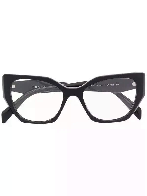 Prada Cat-eye Frame Logo-embossed Glasses - Black