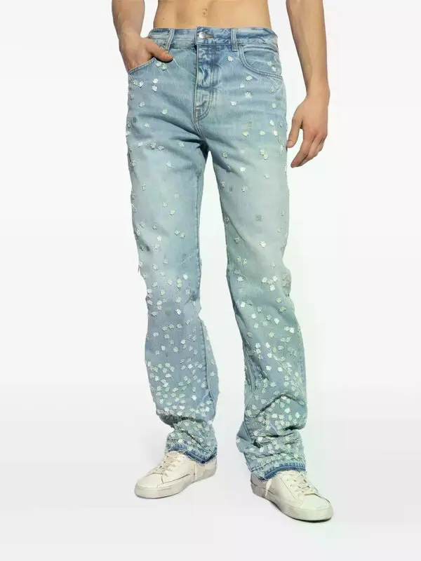 Amiri Spot-appliquéd Straight-leg Jeans