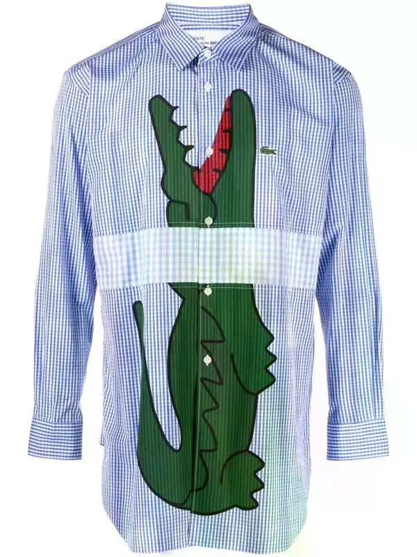 Comme Des Garçons X Lacoste Logo-print Checked Shirt - Blue