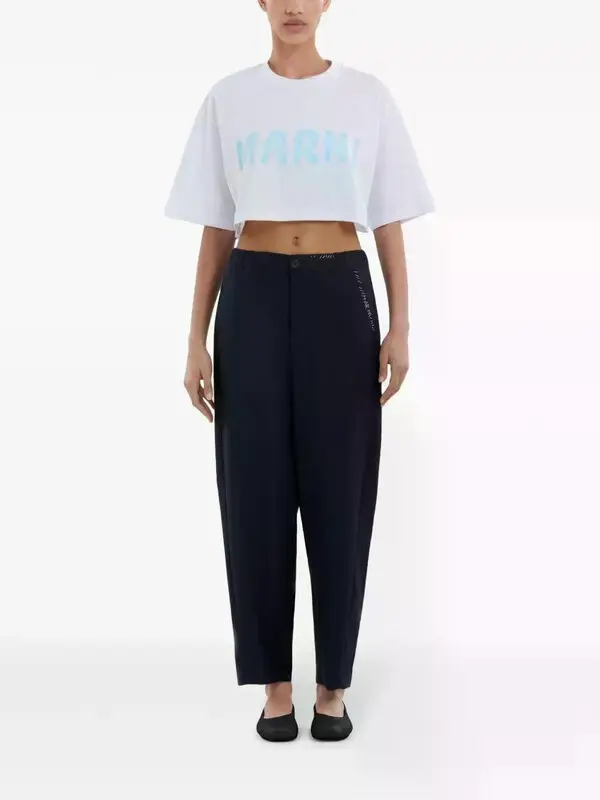 Marni Logo-embroidered Tapered Trousers