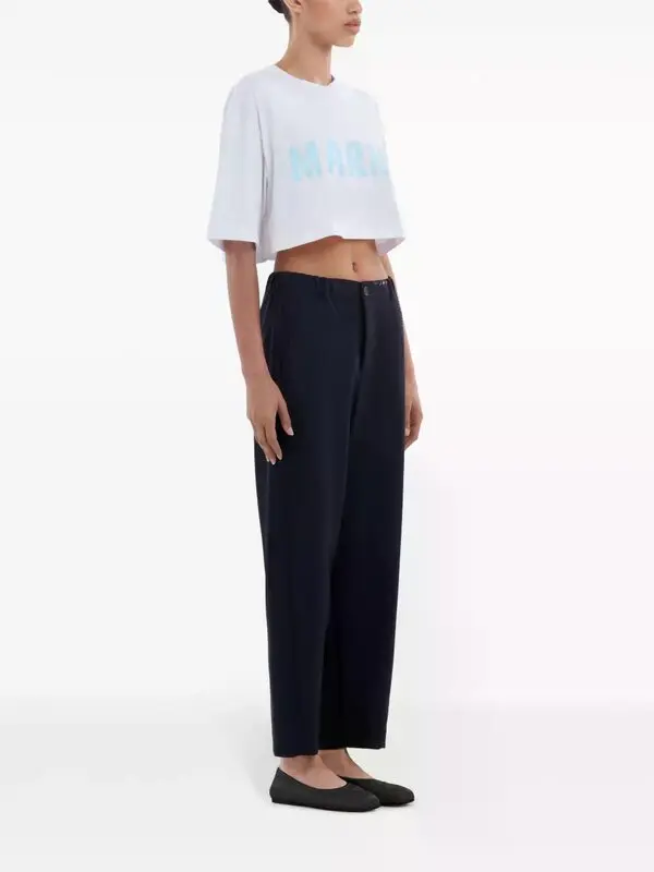 Marni Logo-embroidered Tapered Trousers