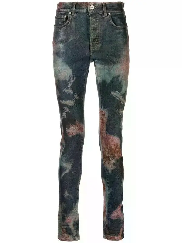 PURPLE BRAND Spray-pattern Slim-fit Jeans