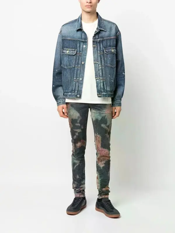PURPLE BRAND Spray-pattern Slim-fit Jeans