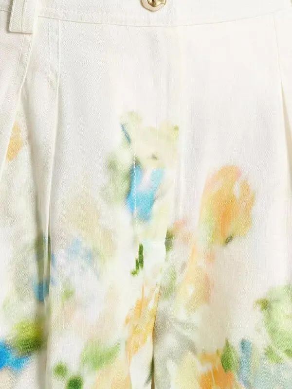 Aje Linen-blend Floral Shorts
