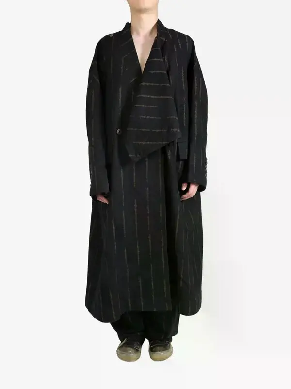 ZIGGY CHEN Asymmetric Pinstripe Virgin Wool Coat
