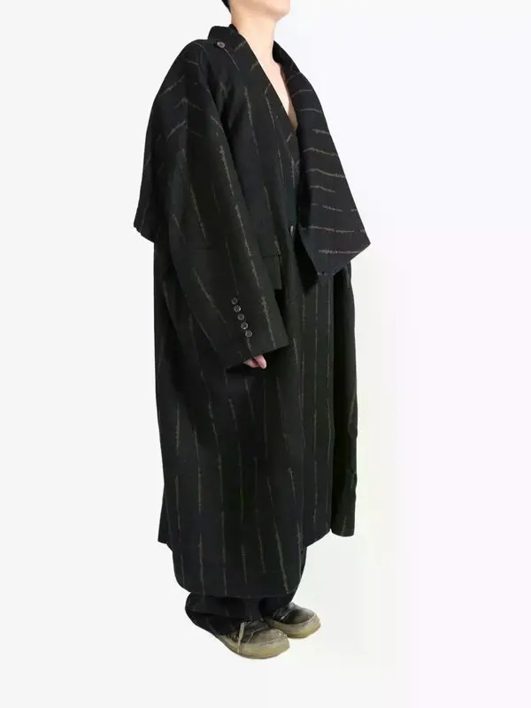 ZIGGY CHEN Asymmetric Pinstripe Virgin Wool Coat
