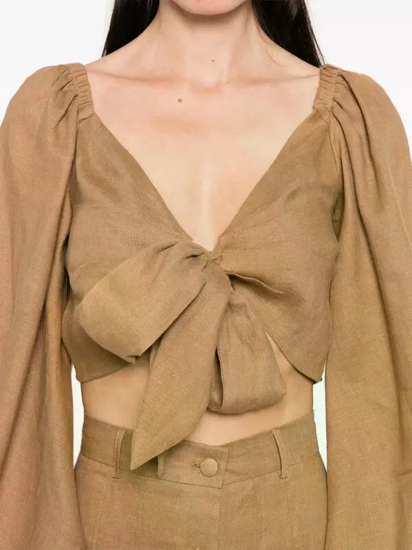ACTUALEE Tie-fastening Blouse - Brown