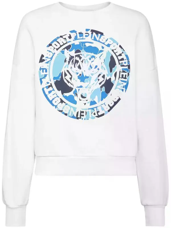 PLEIN SPORT Carbon Tiger Cotton Sweatshirt - White