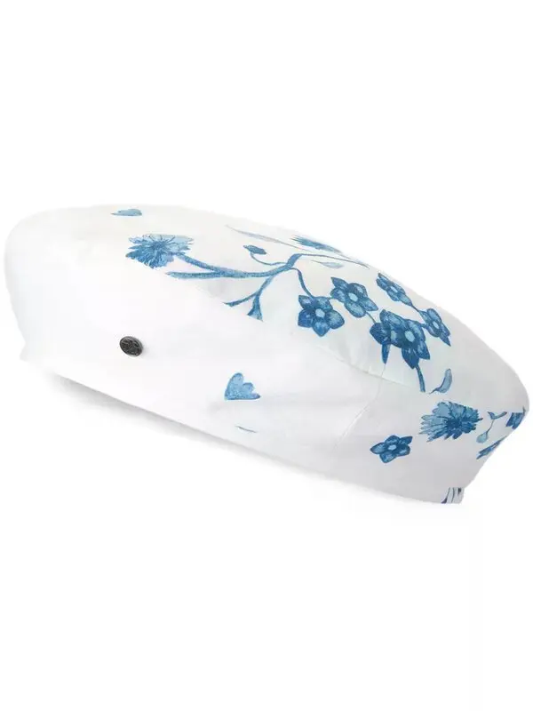 MAISON MICHEL Billy Floral-print Beret - White