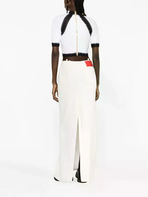Balmain Button-embellished Tweed Crop Top