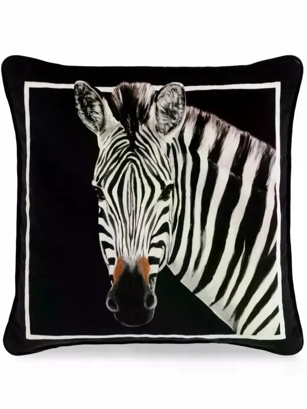 Dolce & Gabbana Small Zebra-print Velvet Cushion - Black