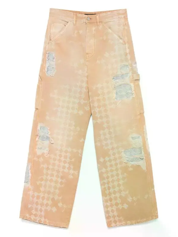 Amiri Distressed Straight-leg Jeans - Neutrals