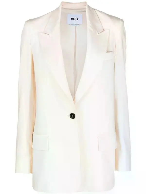 MSGM Single-breasted Crepe Blazer - Neutrals