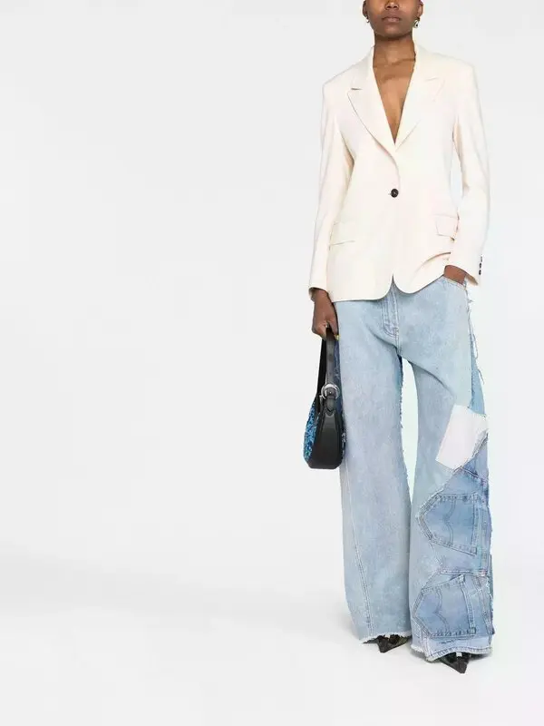 MSGM Single-breasted Crepe Blazer - Neutrals